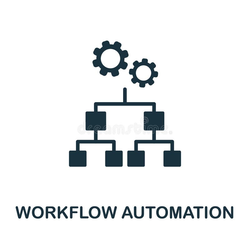 Workflow Automation Icon. Monochrome Sign from Production Management ... Workflow Automation Icon. Monochrome Sign from Production Management ...