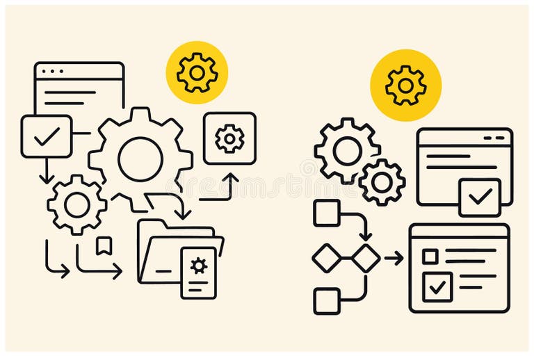 Workflow Automation Icon Set Process Optimization, Settings, Flowchart ...