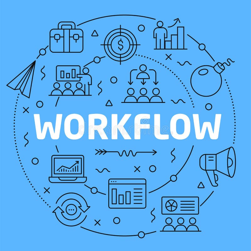 Workflow Blue Lines Illustration for Presentation Stock Vector ...