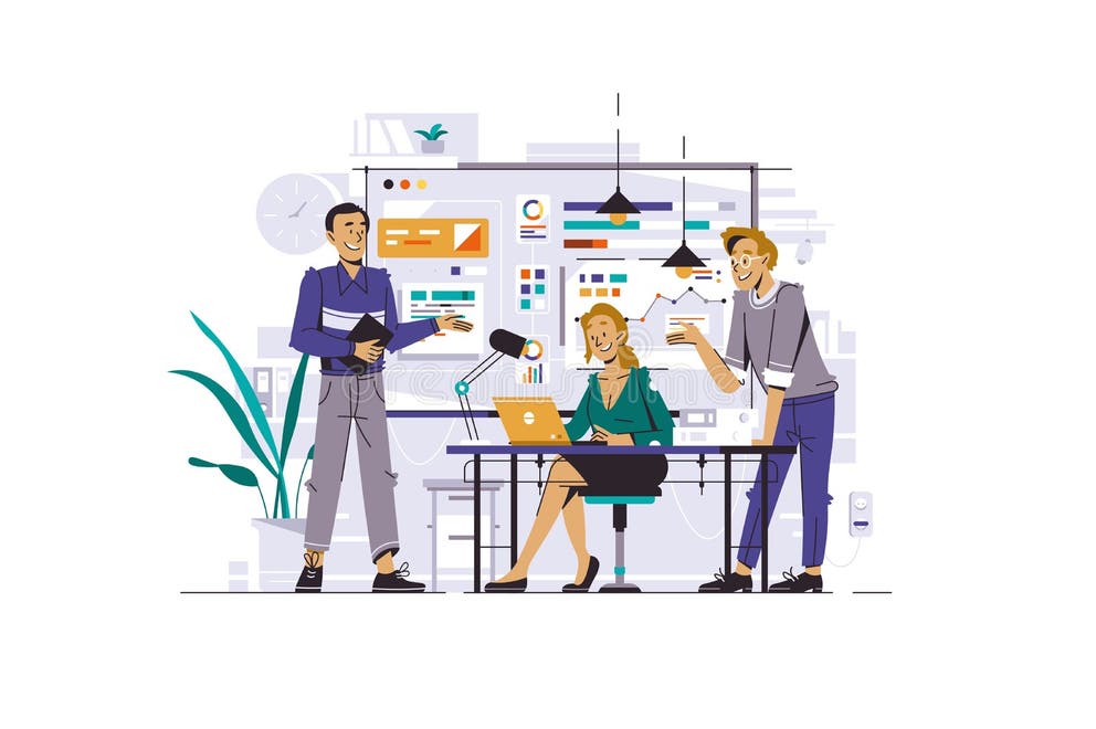 Workflow in Business Office Illustration, Communication and Success ...