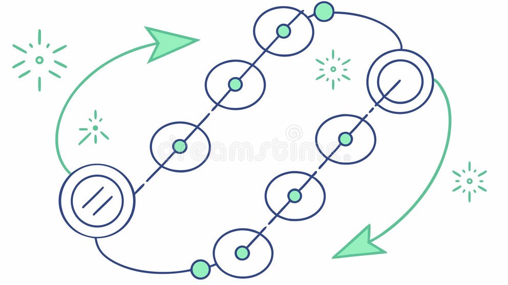 Workflow Chain of Connected Nodes, Process Flow, Dynamic System, Vector ...