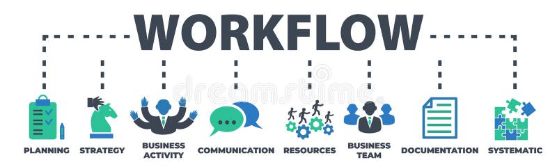 WORKFLOW. Concept with Icons and Signs Stock Vector - Illustration of ...