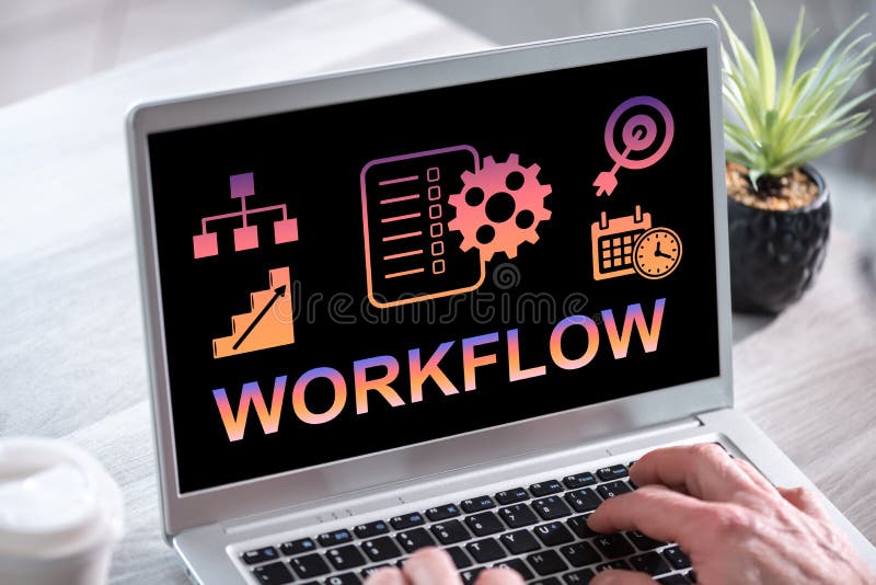 Workflow Concept on a Laptop Screen Stock Image - Image of strategy ...