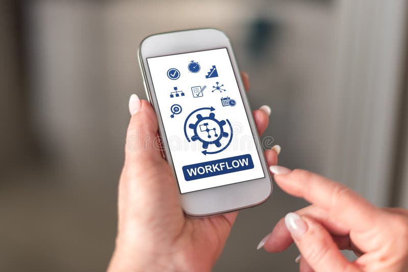 Workflow Concept on a Smartphone Stock Image - Image of business ...