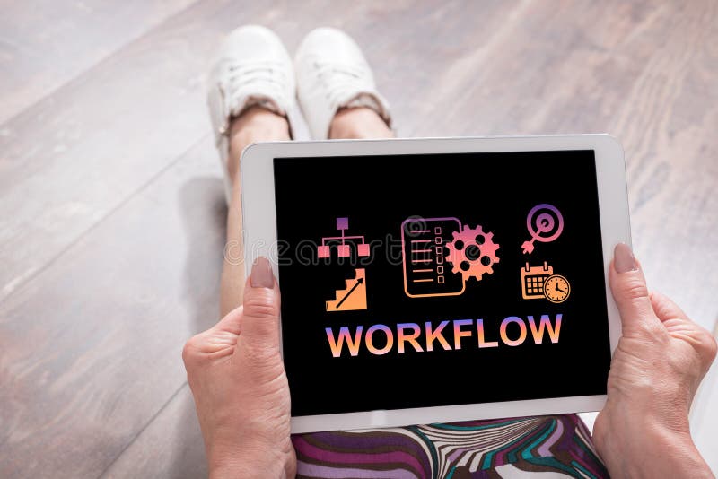 Workflow Concept on a Tablet Stock Photo - Image of digital, efficiency ...