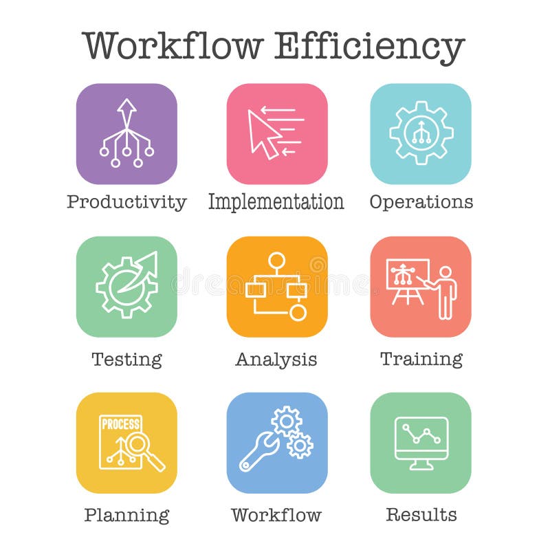 Workflow Efficiency Icon Set Has Operations Processes Automation Etc Stock Vector