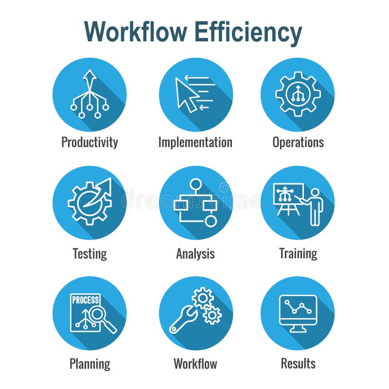 Workflow Efficiency Icon Set - Has Operations, Processes, Automation ...