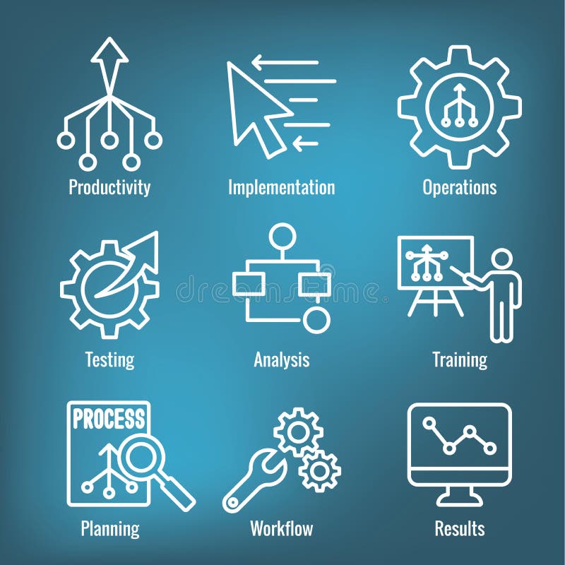 Workflow Efficiency Icon Set - Has Operations, Processes, Automation ...