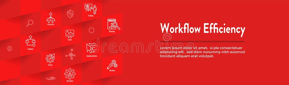 Workflow Efficiency Icon Set and Web Header Banner with Operations ...
