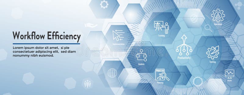 Workflow Efficiency Icon Set And Web Header Banner With Operations