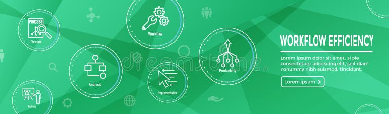 Workflow Efficiency Icon Set and Web Header Banner with Operations ...