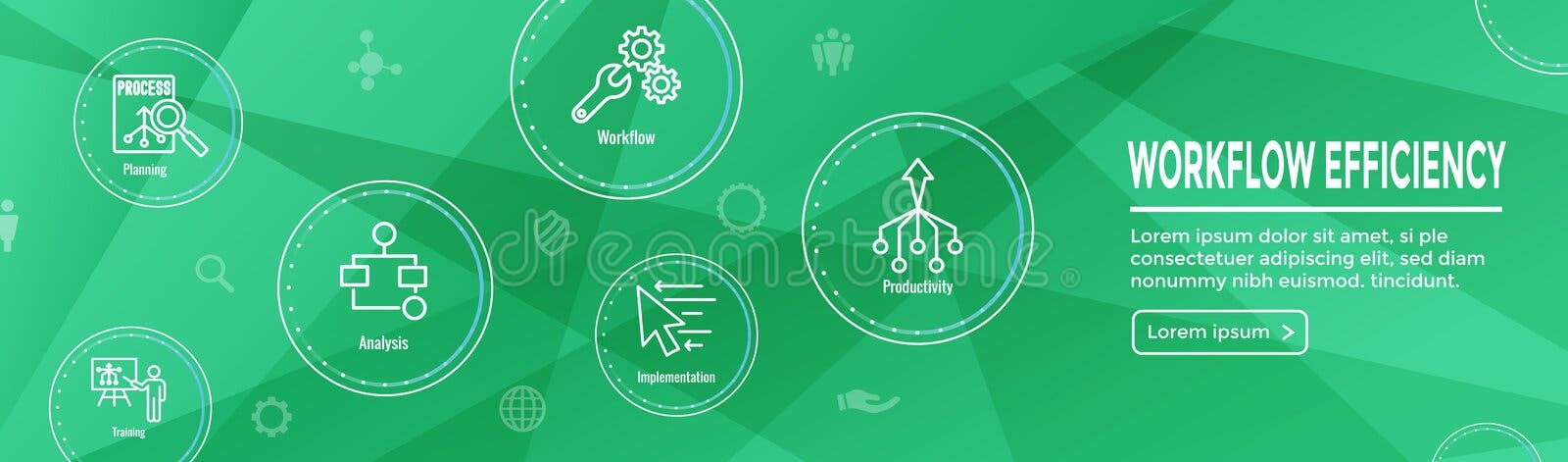 Workflow Efficiency Icon Set And Web Header Banner With Operations