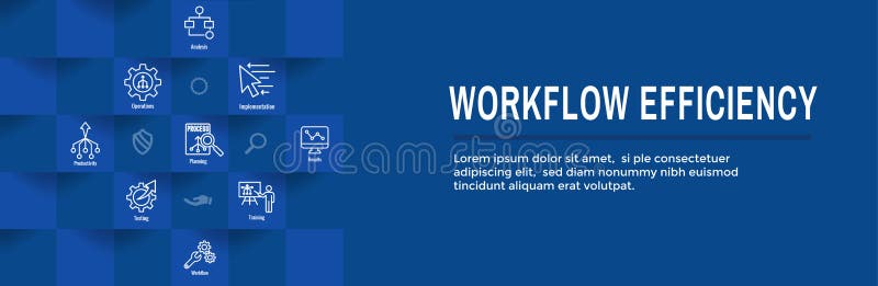 Workflow Efficiency Icon Set And Web Header Banner With Operations Processes Automation Etc