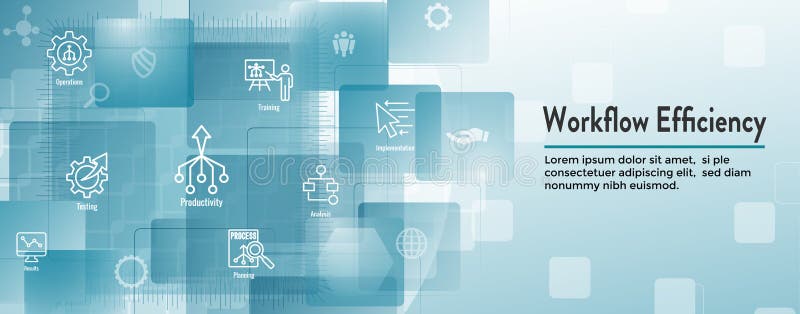 Workflow Efficiency Icon Set And Web Header Banner With Operations