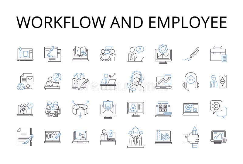 Workflow and Employee Line Icons Collection. Strategy and Planning ...