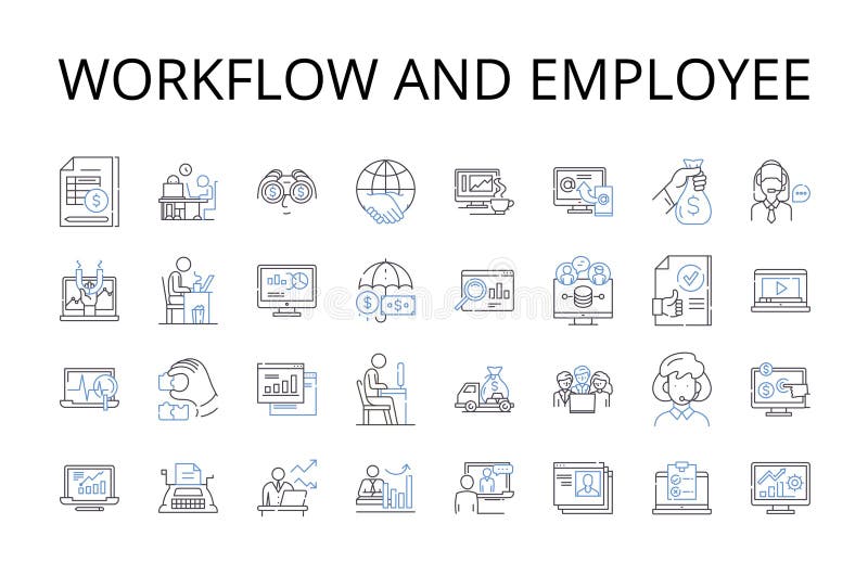 Workflow and Employee Line Icons Collection. Strategy and Planning ...