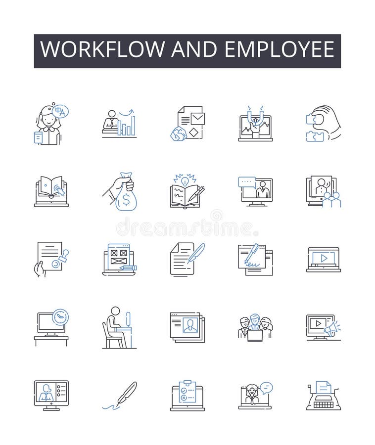 Workflow and Employee Line Icons Collection. Strategy and Planning ...
