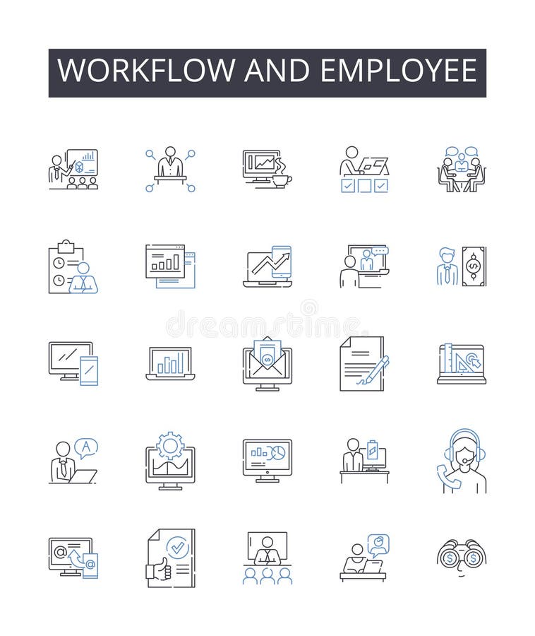 Workflow and Employee Line Icons Collection. Purpose, Strategy, Ideals ...