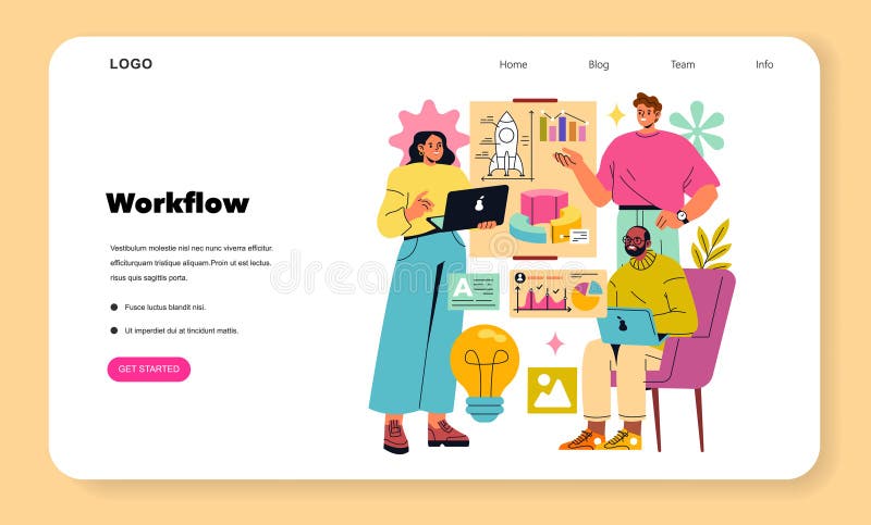 Workflow. Flat Vector Illustration Stock Vector - Illustration of ...