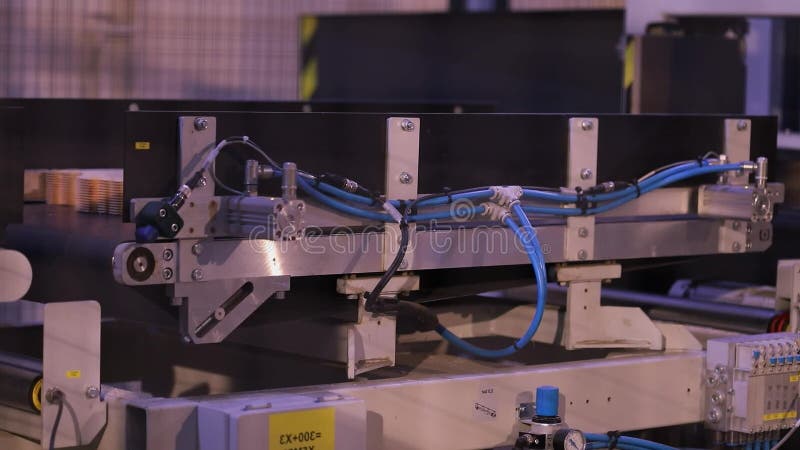 Workflow in a Factory Concept. Forklift Drives through the Warehouse ...