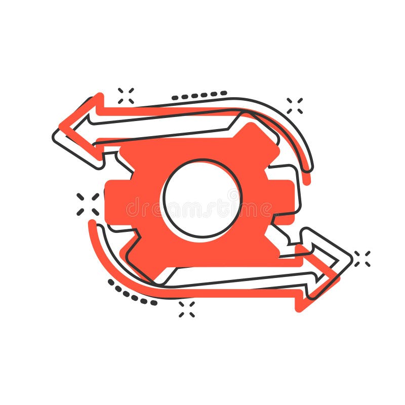 Workflow Icon in Comic Style. Gear Effective Cartoon Vector ...