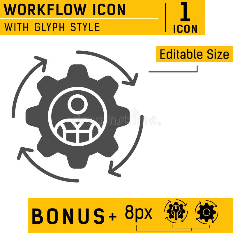 Workflow Icon with Solid Style in Isolated White Background. Editable ...