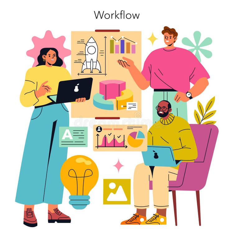 Workflow. Flat Vector Illustration Stock Vector - Illustration of ...