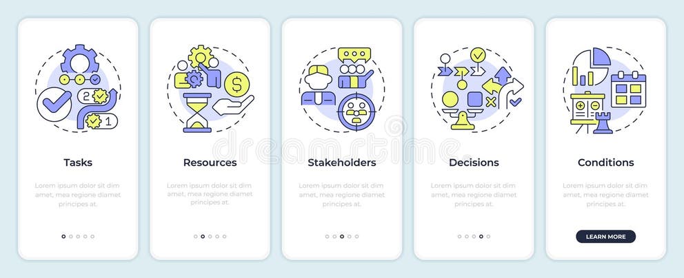 Workflow Key Elements Onboarding Mobile App Screen Stock Illustration ...
