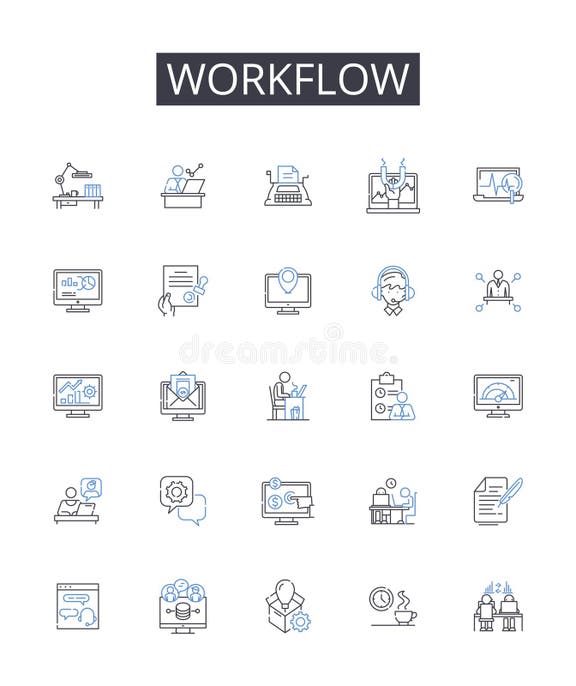 Workflow Line Icons Collection. Business Process, Task System, Work ...