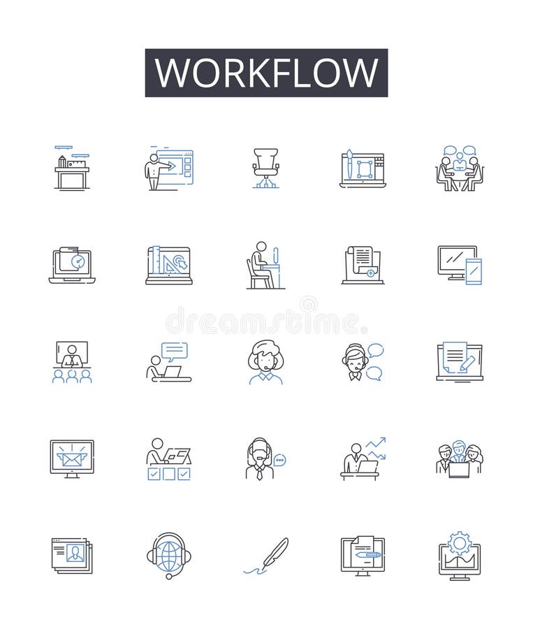 Workflow Line Icons Collection Investments Assets Finance Retirement Portfolios Planning