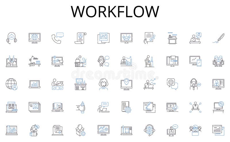 Workflow Line Icons Collection. Online, Virtual, Distance-learning ... Workflow Line Icons Collection. Online, Virtual, Distance-learning ...