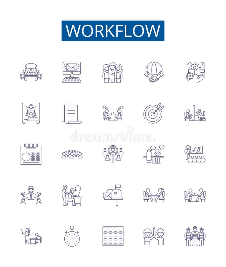Workflow Line Icons Signs Set Design Collection Of Process Automation