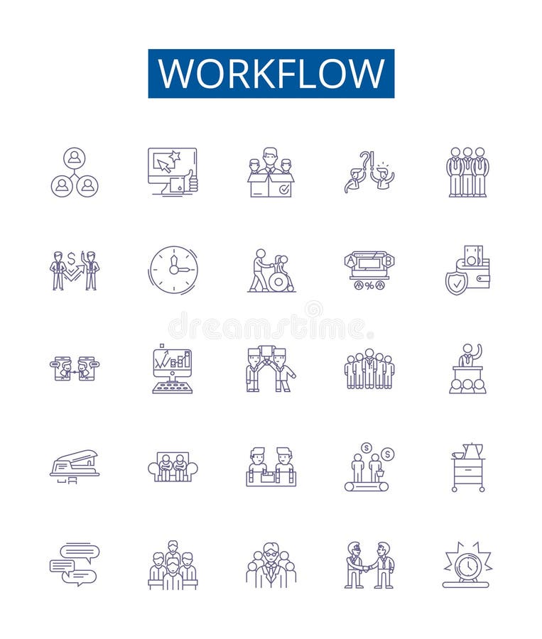 Workflow Line Icons Signs Set. Design Collection of Process, Automation ... Workflow Line Icons Signs Set. Design Collection of Process, Automation ...