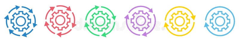 Workflow Linear Icon. Gears with Arrows. Vector Illustration Stock ...