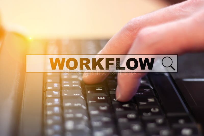 WORKFLOW Man Studies at His Work Computer Place Stock Image - Image of ...