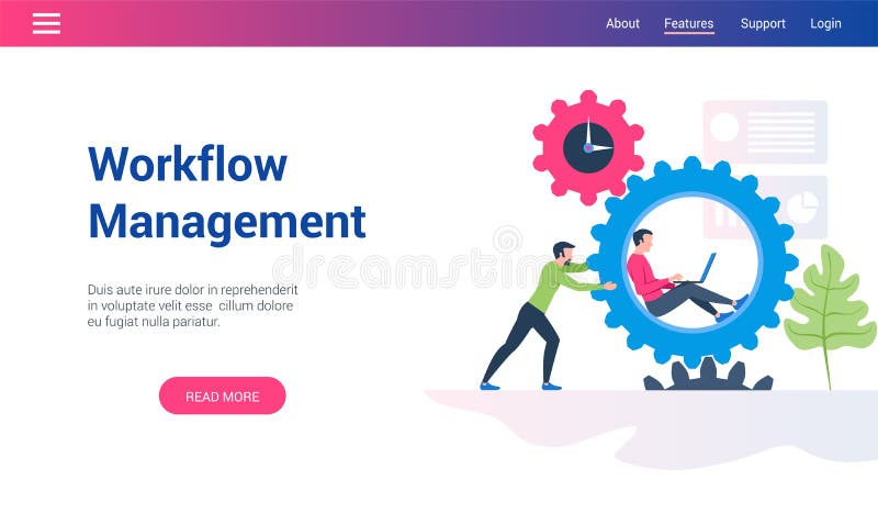 Workflow Management Flat Landing Page Vector Template Stock Vector ...