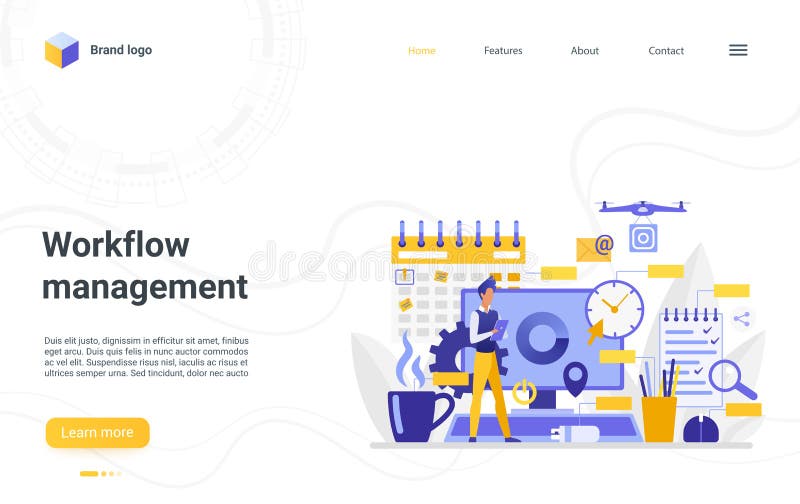 Workflow Management Timetable Technology Landing Page, Productivity ...