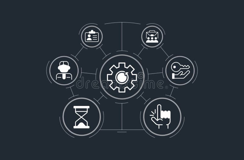 Workflow Optimization Concept Design Template with White Glyph Icons ...