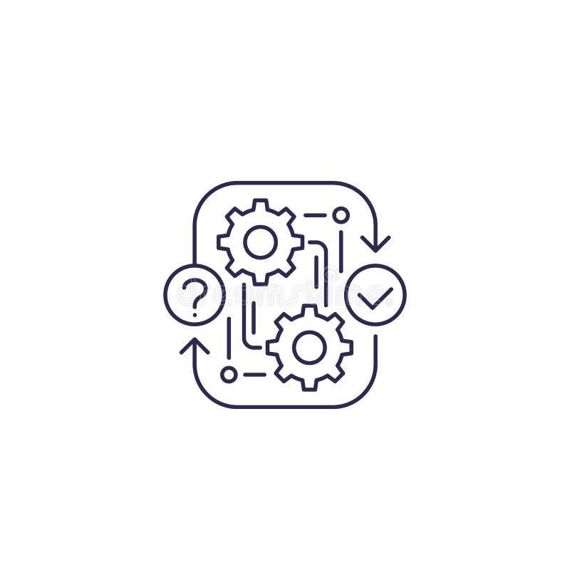 Workflow icon, line vector stock vector. Illustration of question ...