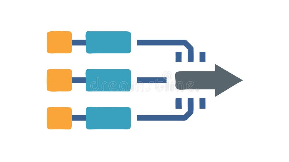 Workflow Process Flowchart: Connected Blocks & Arrow Icon, Vector ...