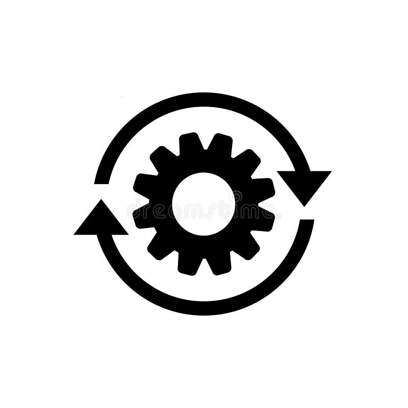 Workflow Process Icon in Flat Style. Gear Cog Wheel with Arrows Vector ...