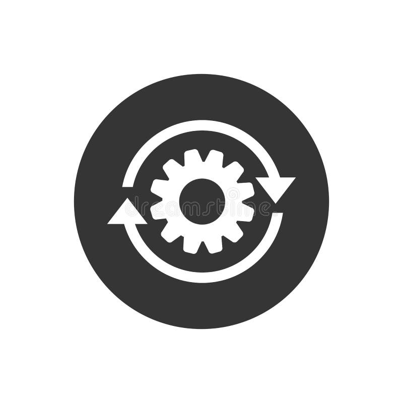 Workflow Process Icon in Flat Style. Gear Cog Wheel with Arrows Vector ...