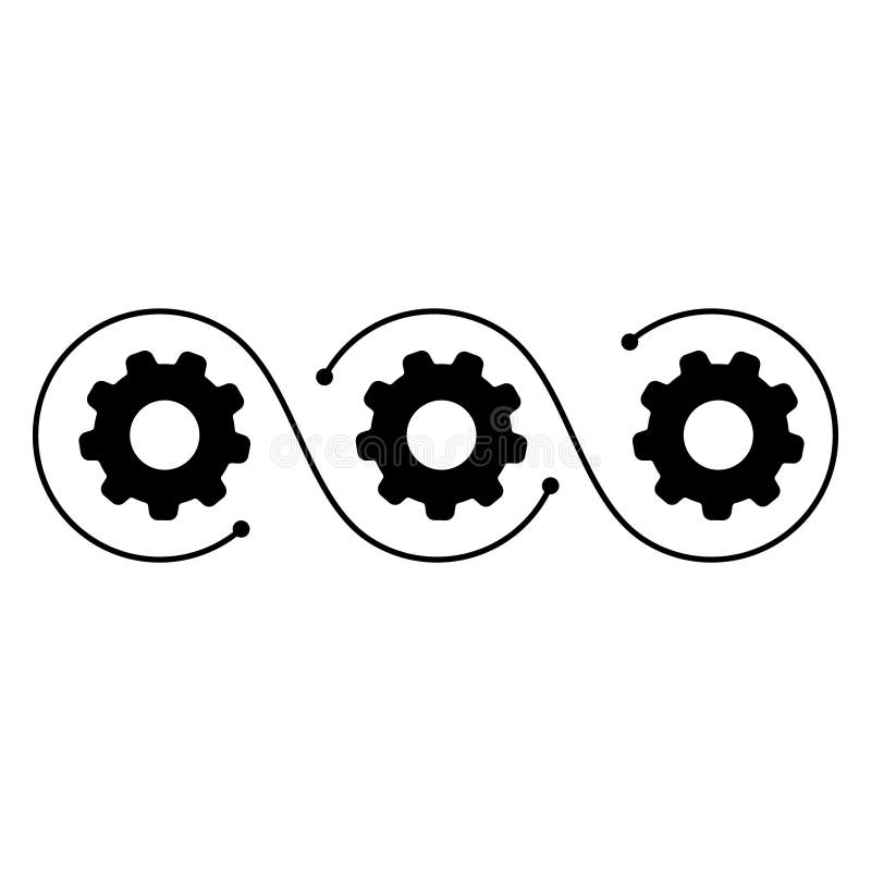 Workflow Process Icon in Flat Style. Gear Cog Wheel with Arrows Vector ...