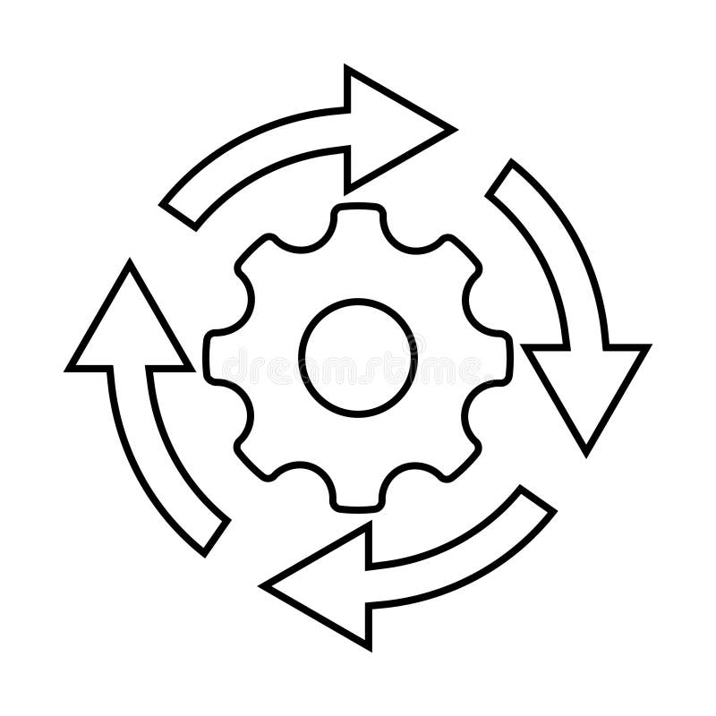 Workflow Process Icon in Flat Style. Gear Cog Wheel with Arrows Vector ... Workflow Process Icon in Flat Style. Gear Cog Wheel with Arrows Vector ...