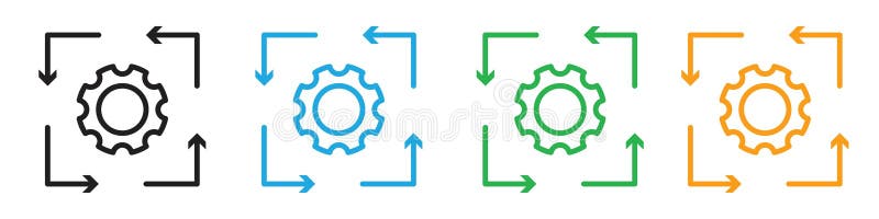 Workflow Process Icon Line Art Vector Stock Vector - Illustration of ...