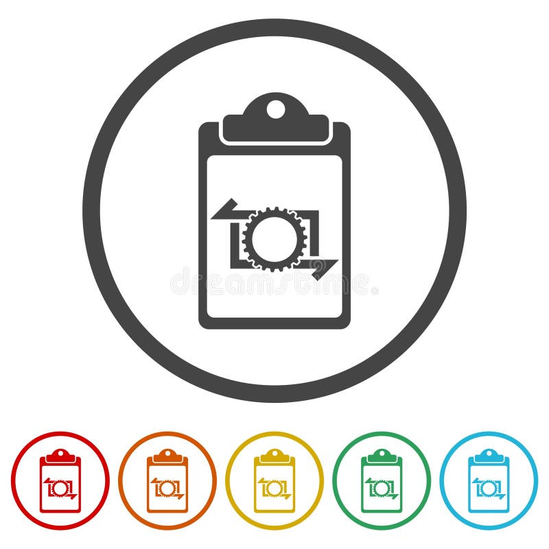 Workflow Process Icon. Set Icons in Color Circle Buttons Stock Vector ...