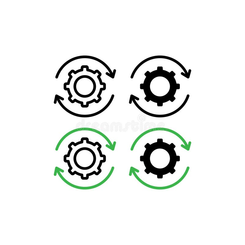 Workflow Process Icon Set. Operations Gear and System Flow Vector ...
