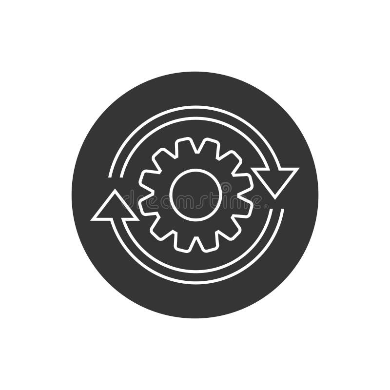 Workflow Process Icon in Flat Style. Gear Cog Wheel with Arrows Vector ...