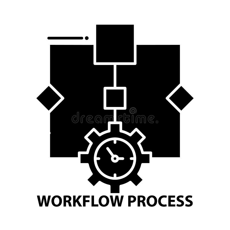Workflow Process Symbol Icon, Black Vector Sign with Editable Strokes ...