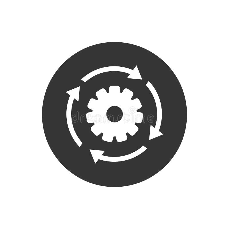 Workflow Process Icon In Flat Style. Gear Cog Wheel With Arrows Vector ...